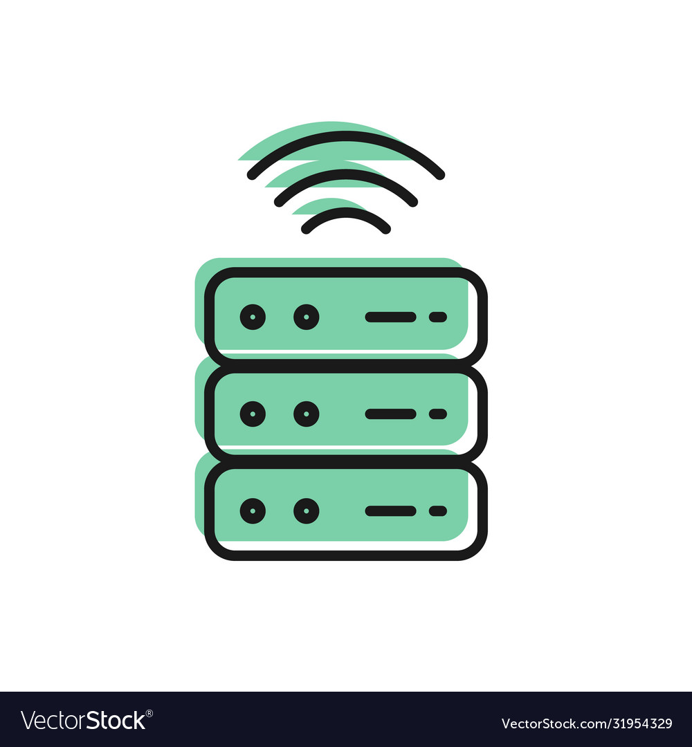 Black line smart server data web hosting icon Vector Image
