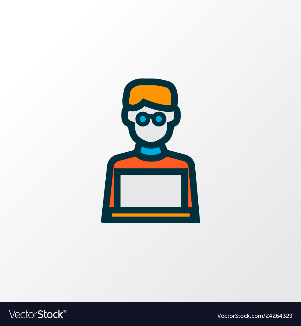 Man with laptop icon colored line symbol premium Vector Image