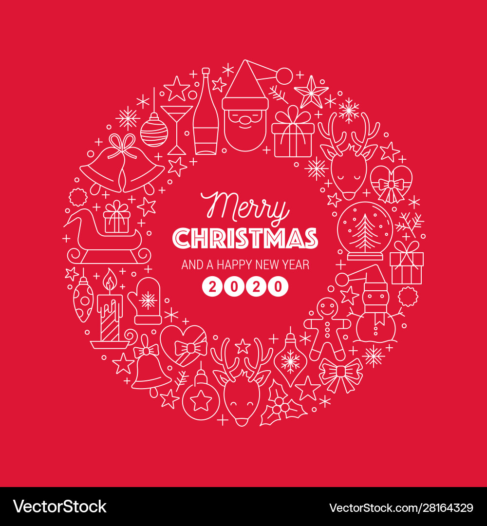 Merry christmas greeting text wreath circle Vector Image