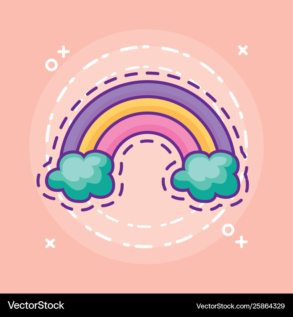 Patch with rainbow and clouds Royalty Free Vector Image