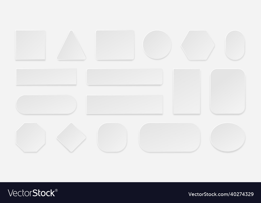 White 3d button realistic square rectangular Vector Image