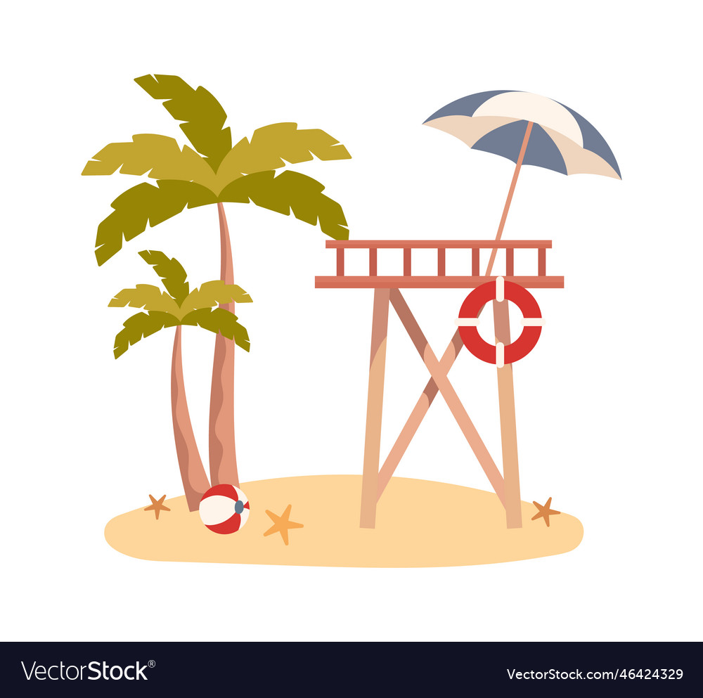 Wooden lifeguard station on coast Royalty Free Vector Image