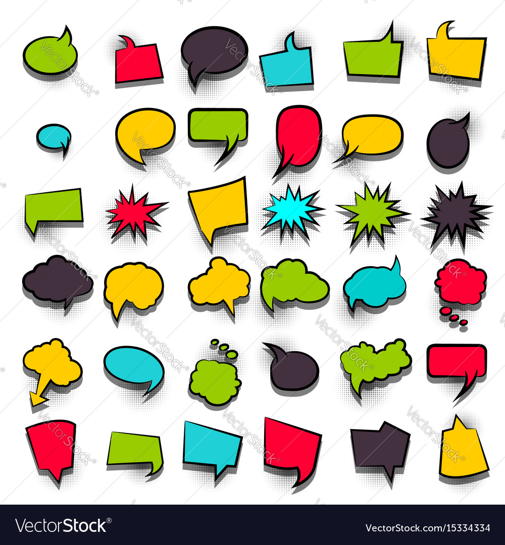 Comic set text empty cartoon colored cloud Vector Image