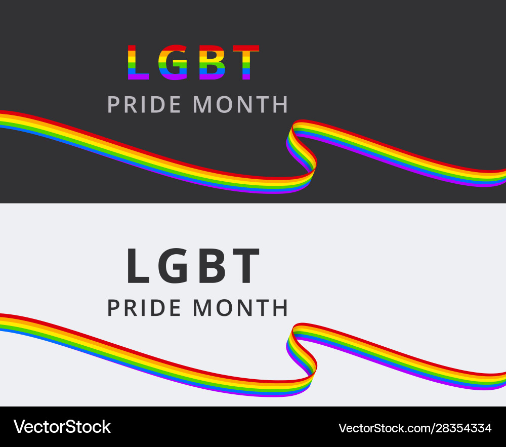 Lgbt pride month set banners with rainbow Vector Image