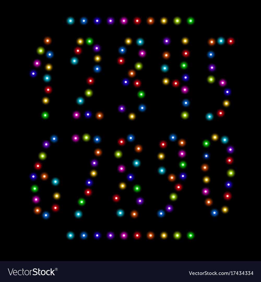 Number set from christmas lights Royalty Free Vector Image