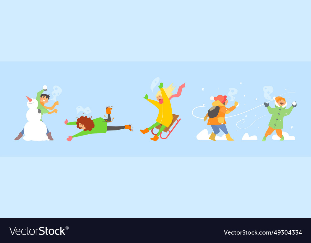 People characters enjoy winter and winter activity