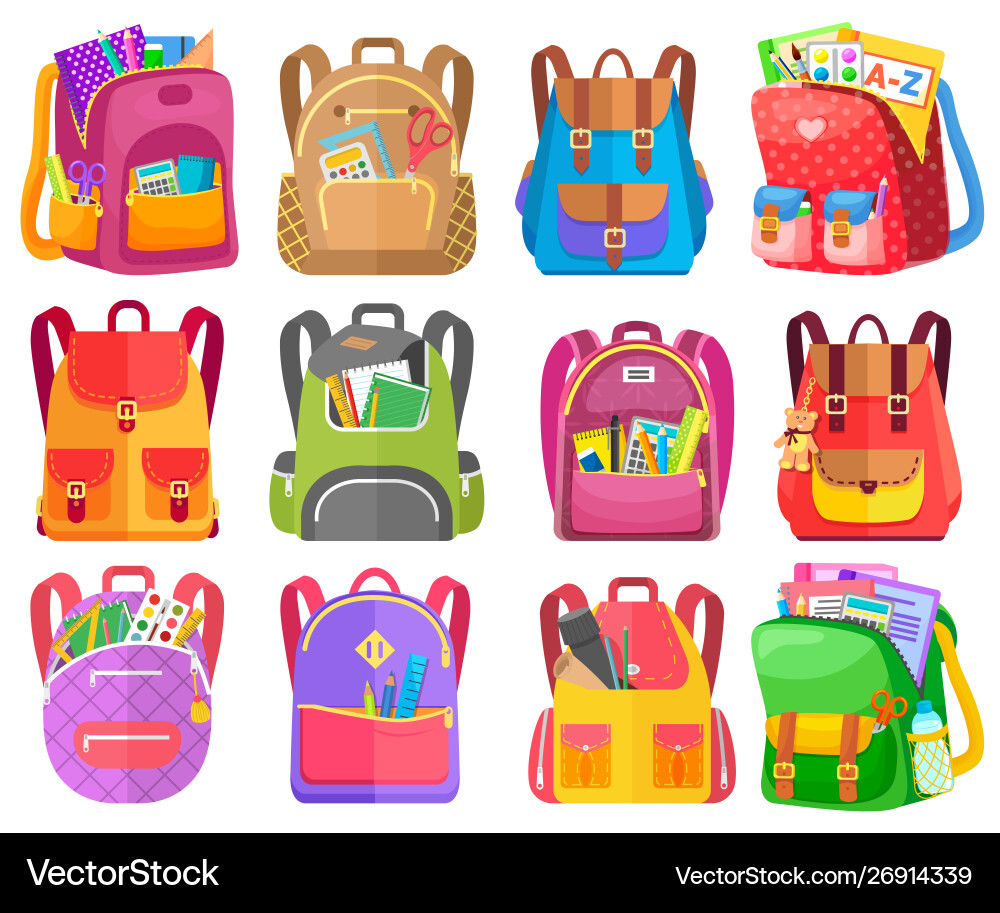 Colored school backpack back to school Royalty Free Vector