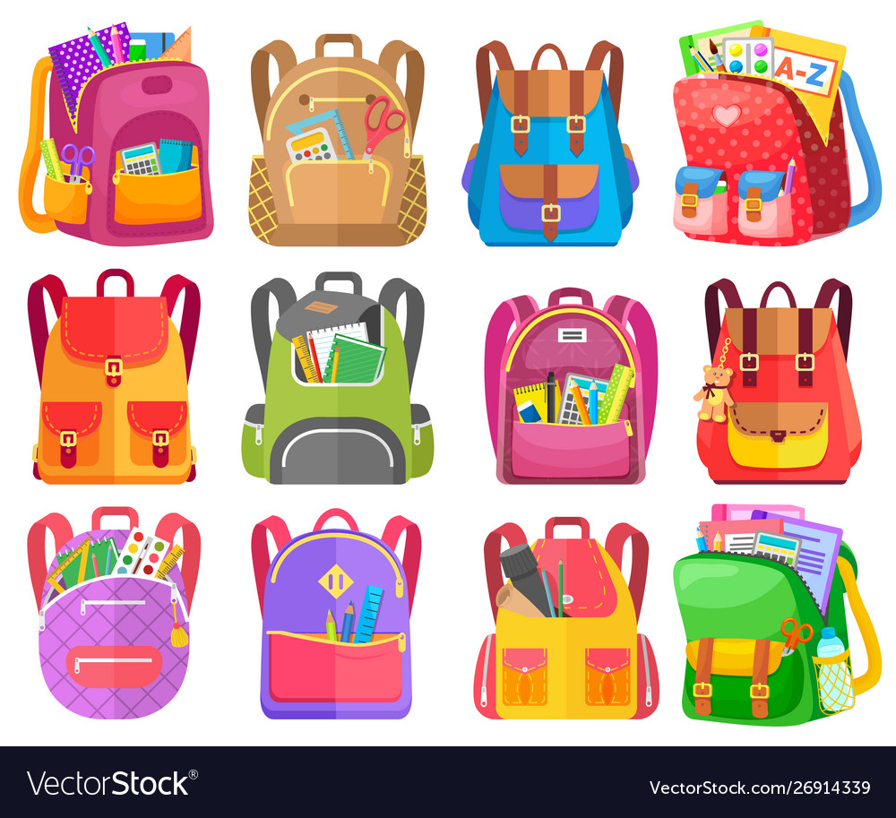 Colored school backpack back Royalty Free Vector Image
