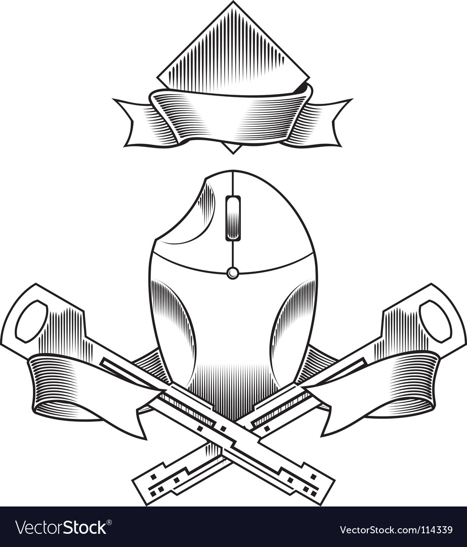 Computer mouse and keys Royalty Free Vector Image