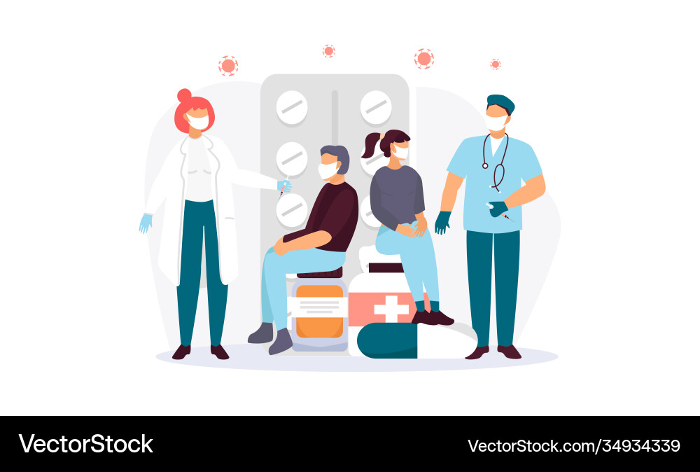 Doctors treat patients for coronavirus Royalty Free Vector