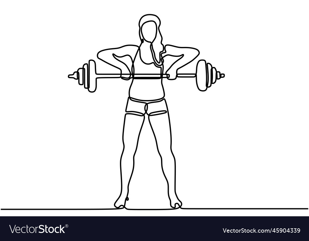 One single line drawing of young energetic woman Vector Image