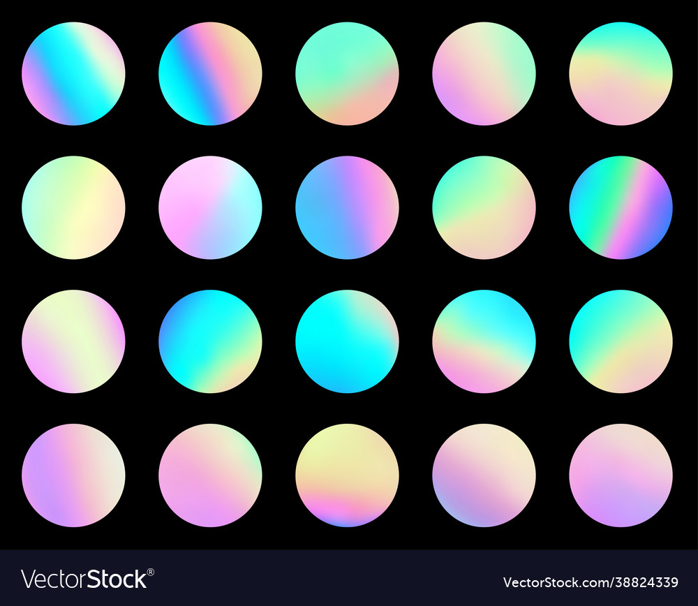 Set multicolored gradient circles on black Vector Image