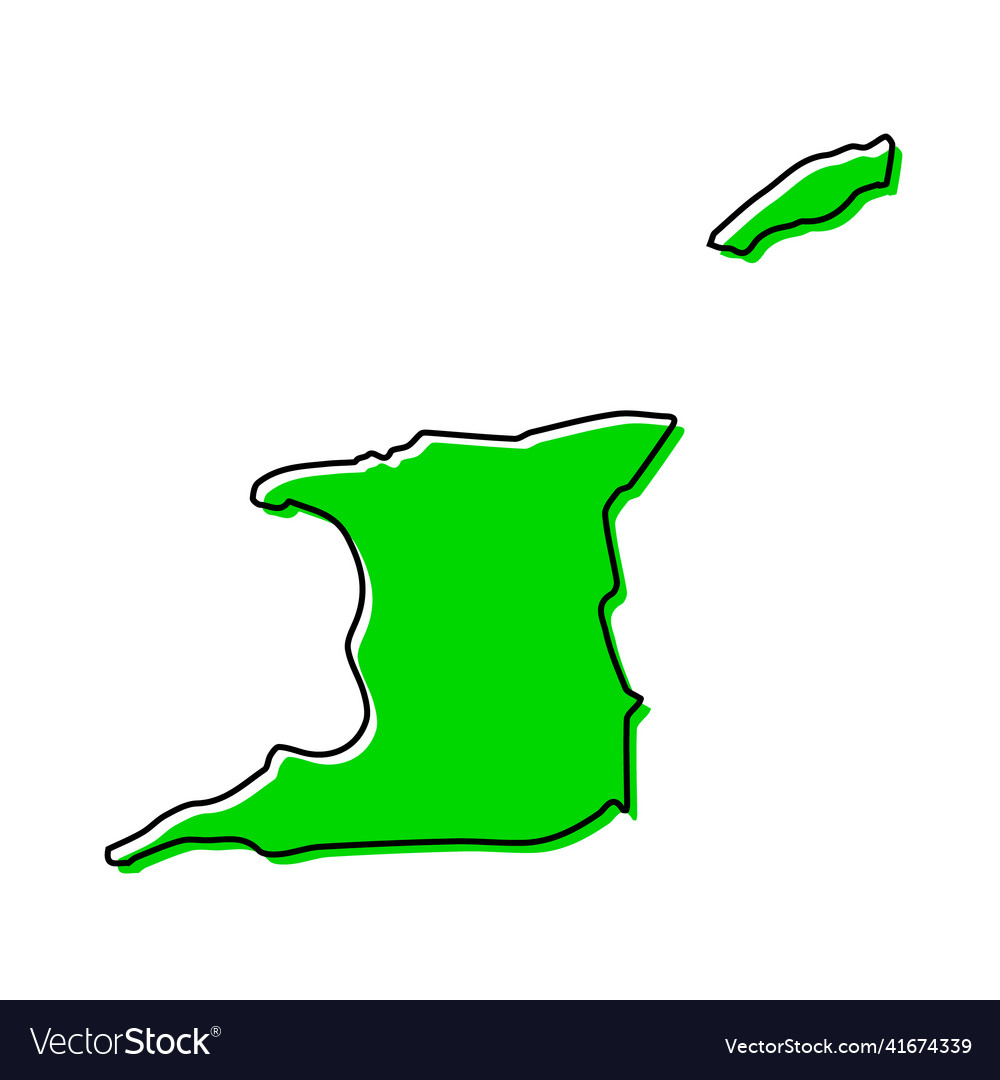 Simple Outline Map Of Trinidad And Tobago Vector Image