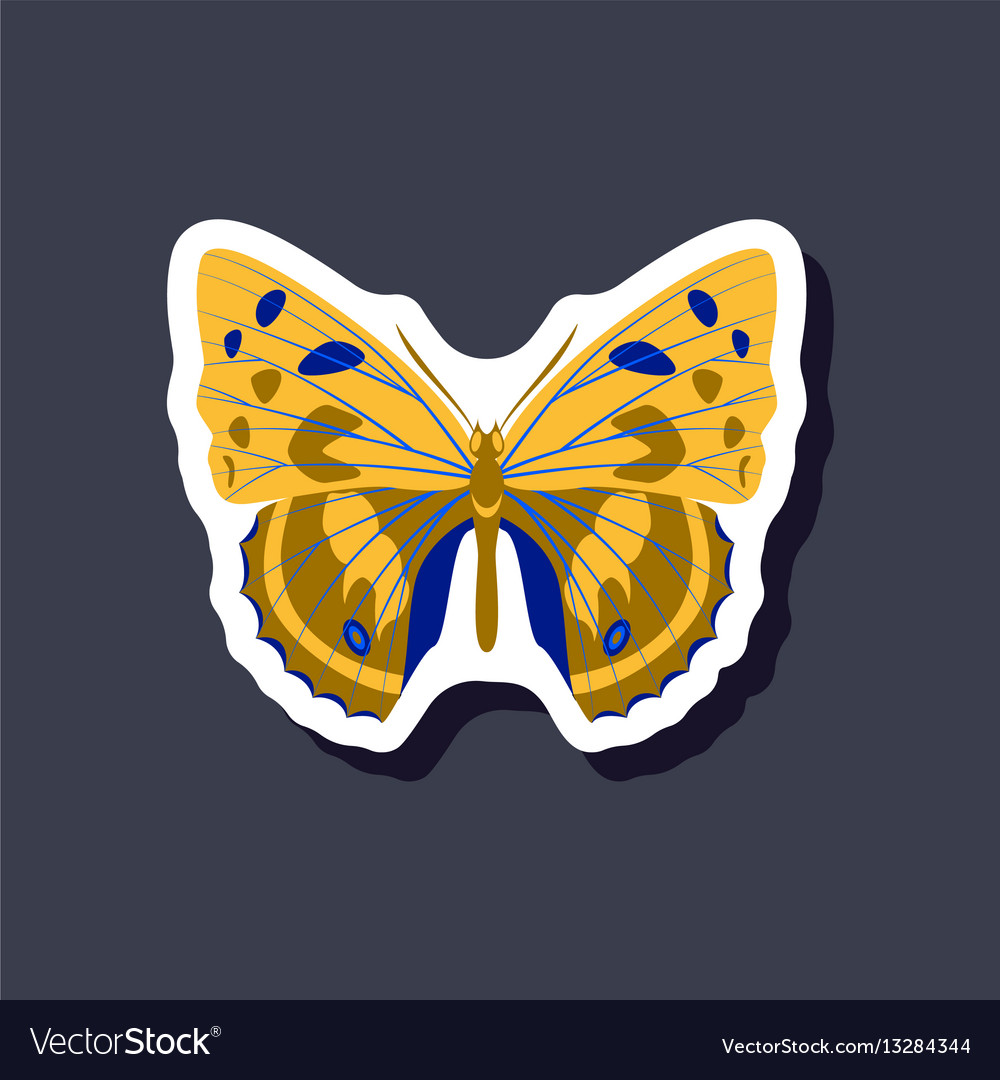 Butterfly Paper Sticker On Stylish Background Vector Image