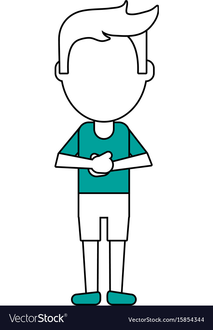 Flat line standing man with a hint color over Vector Image Flat line standing man with a hint color over Vector Image
