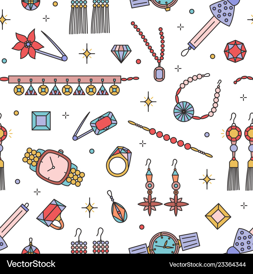 Seamless pattern with fashionable jewelry items Vector Image
