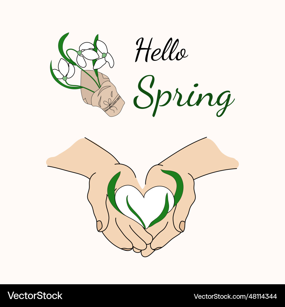 Snowdrops hello spring card flowers Royalty Free Vector