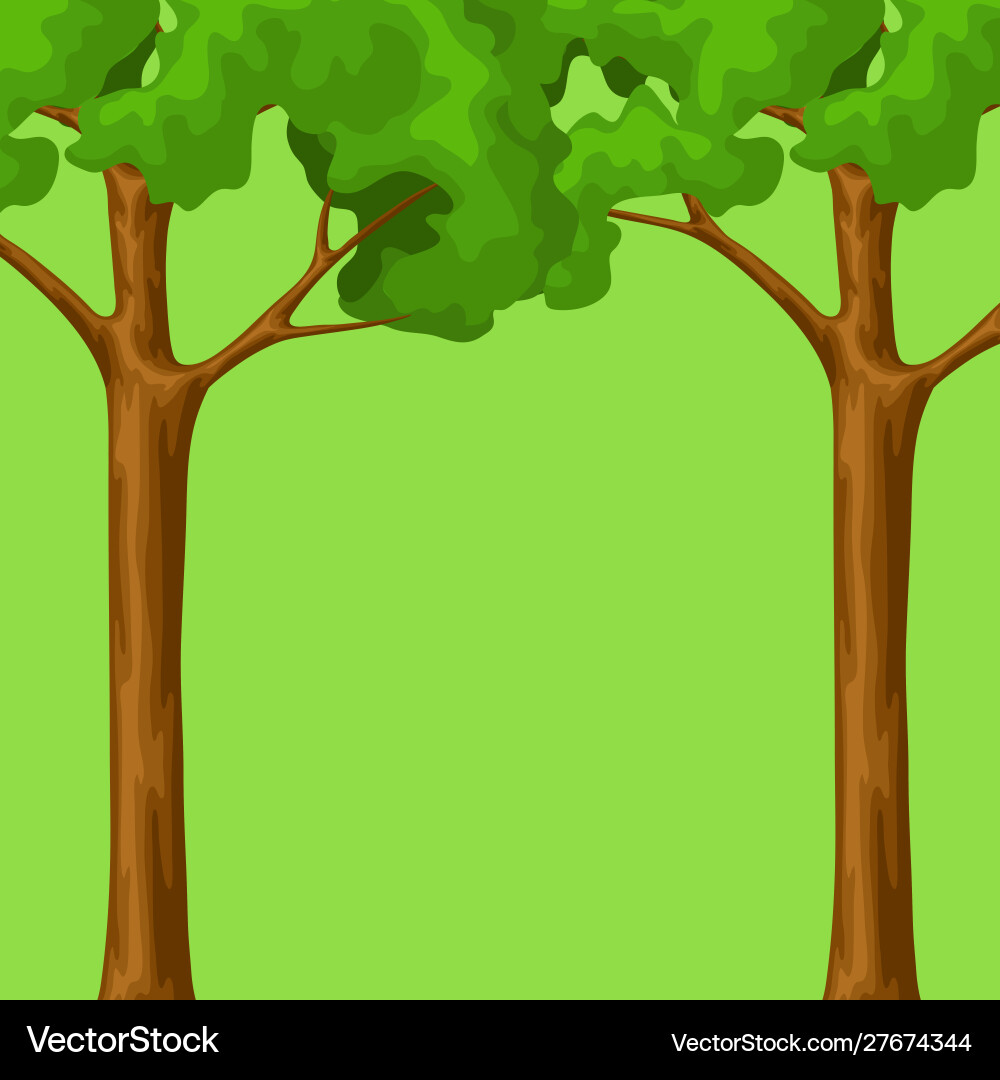 Spring or summer background with stylized trees Vector Image