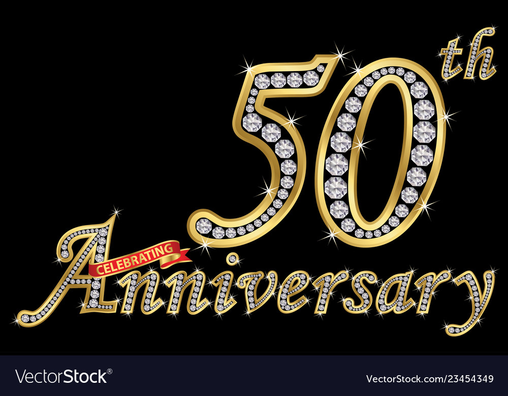 Celebrating 50th Anniversary Golden Sign Vector Image