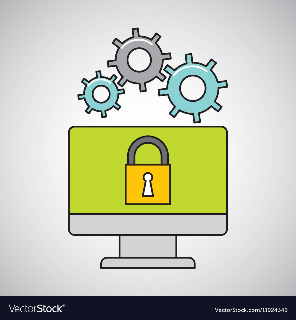 Computer gear secure system Royalty Free Vector Image