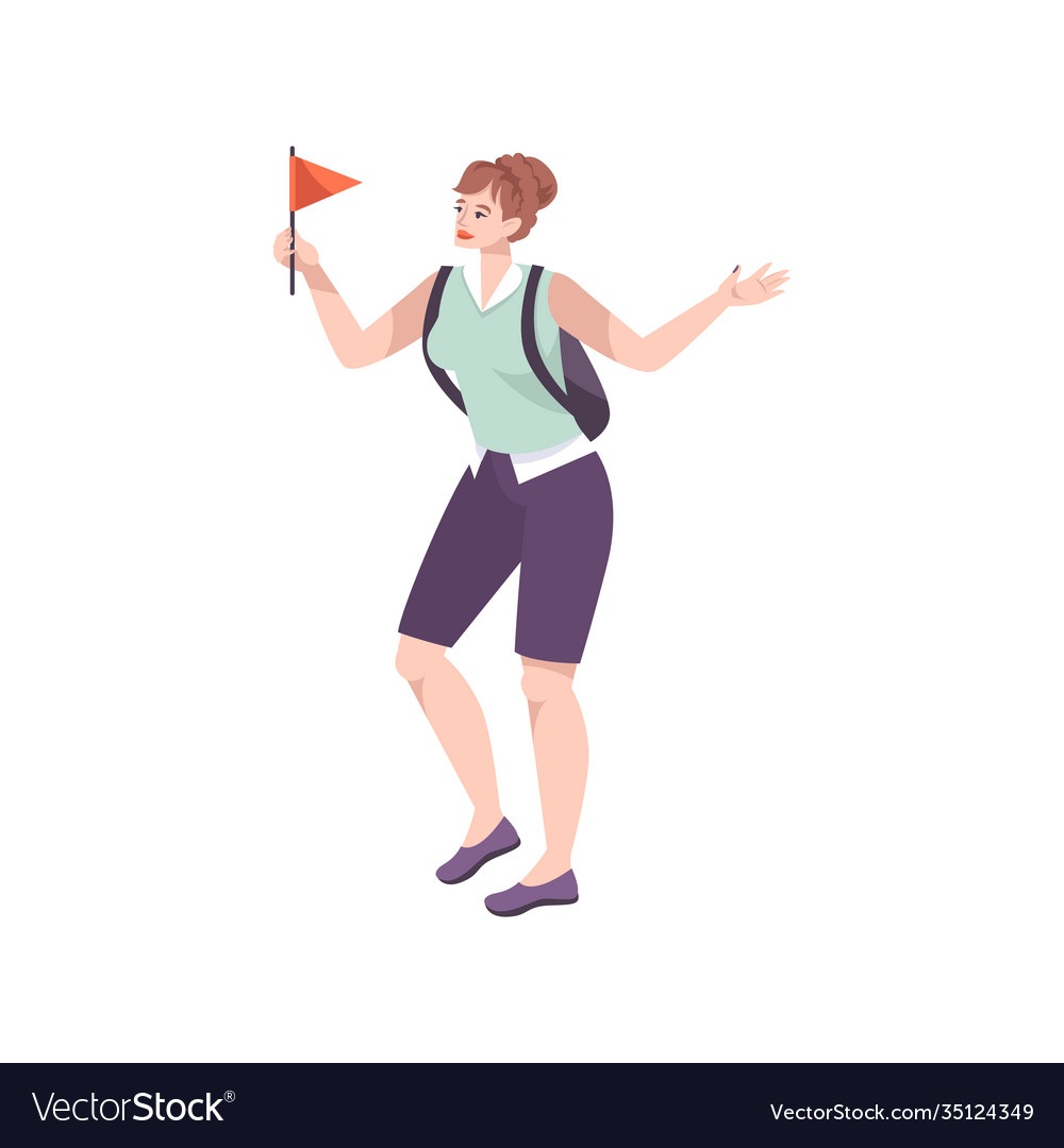 Excursion group guide composition Royalty Free Vector Image