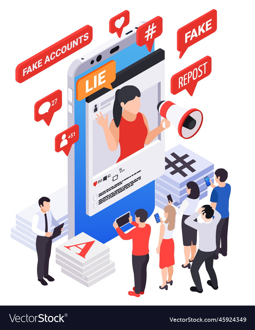 Fake news propaganda composition Royalty Free Vector Image