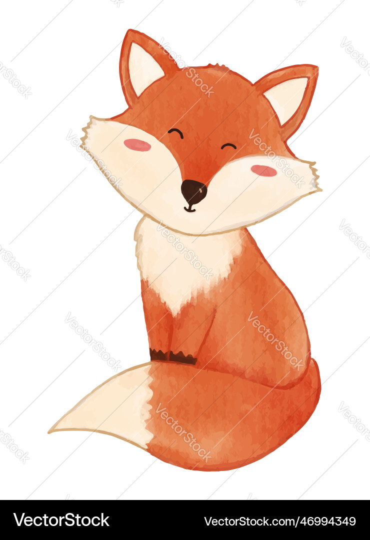 Fox is sitting watercolor paint design cute Vector Image