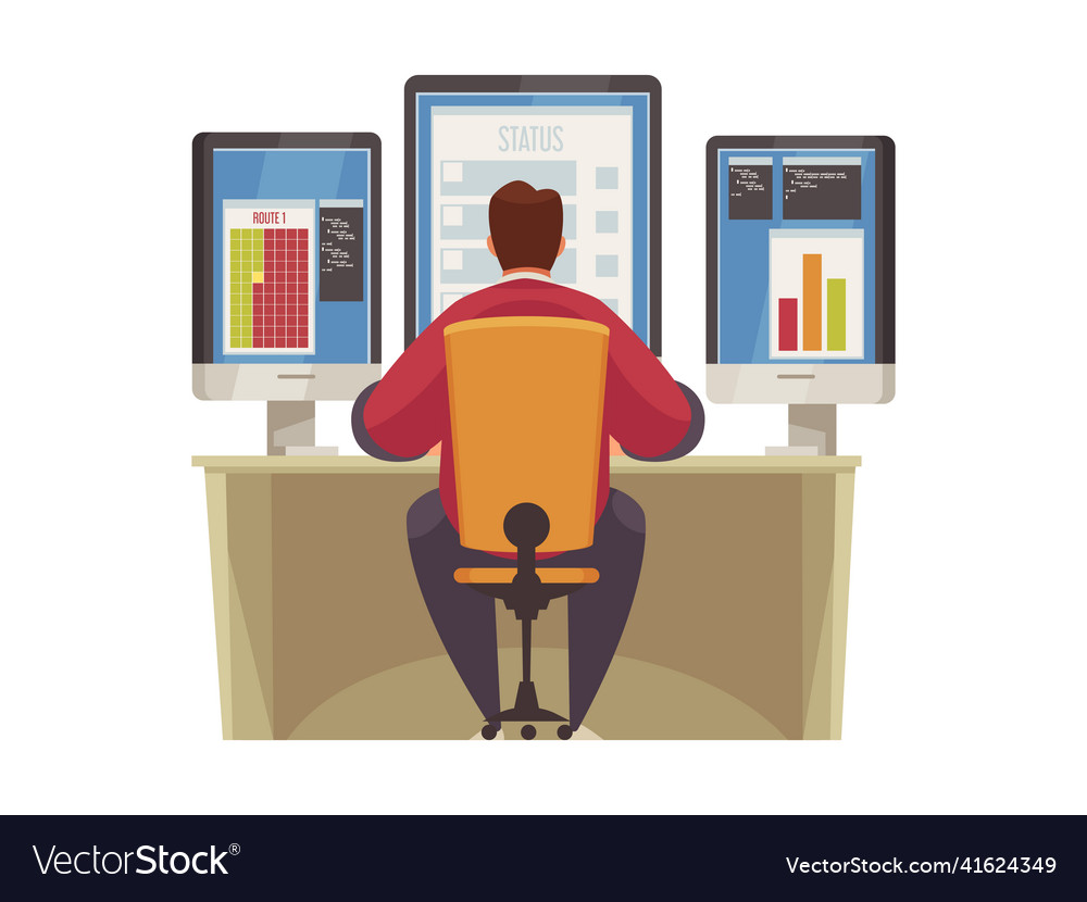 Man Monitoring Royalty Free Vector Image Vectorstock