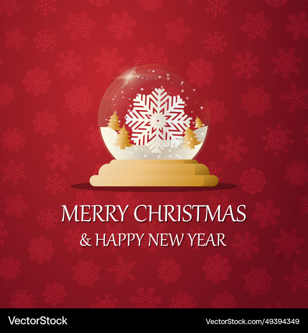 Merry christmas snow globe with a snowflake under Vector Image