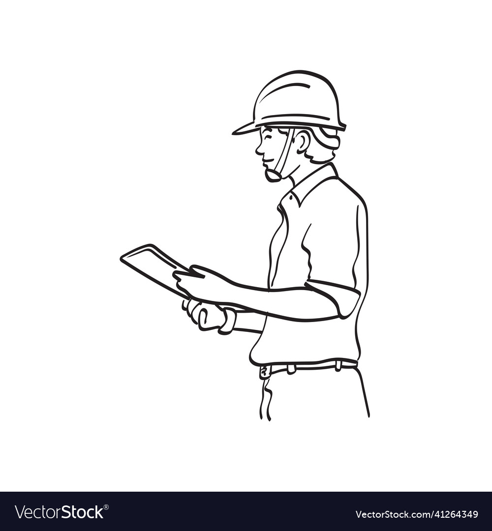 Side view half length mechanical engineer worker Vector Image