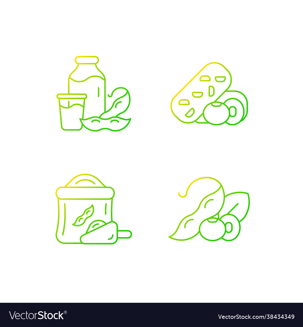 Soy meals gradient linear icons set Royalty Free Vector Soy meals gradient linear icons set Royalty Free Vector