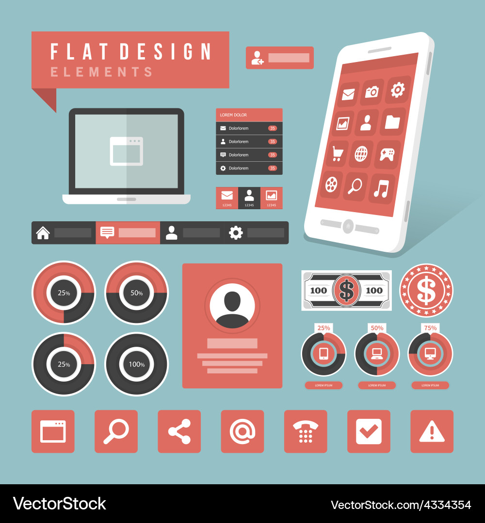 Flat devices and icons infographic design el Vector Image