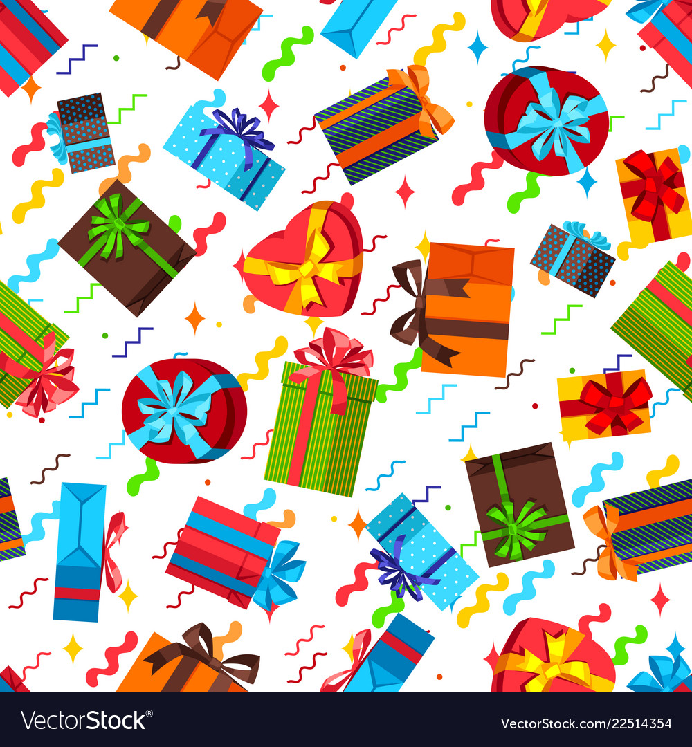 Seamless pattern with gift boxes Royalty Free Vector Image