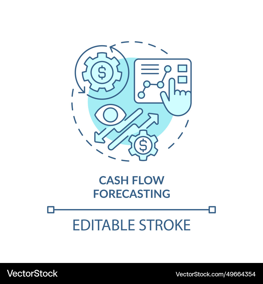 Thin line simple blue cash flow forecasting icon Vector Image