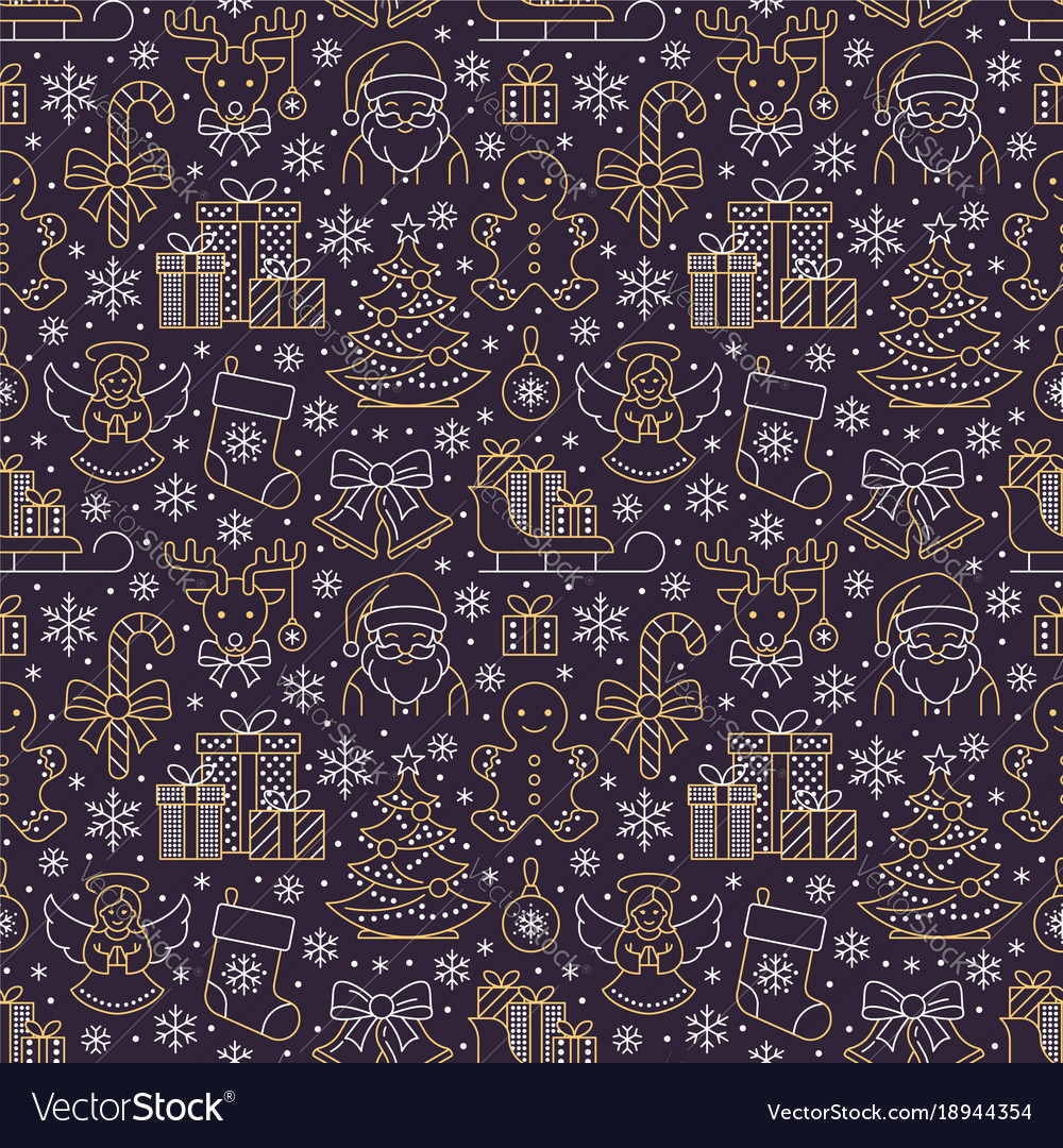 Year seamless pattern line Royalty Free Vector Image