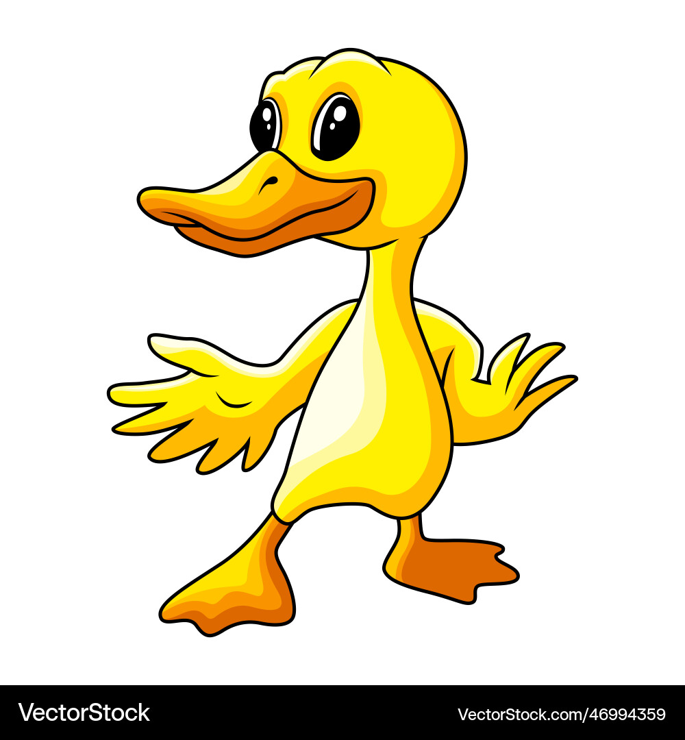Cute cartoon a duck waving Royalty Free Vector Image