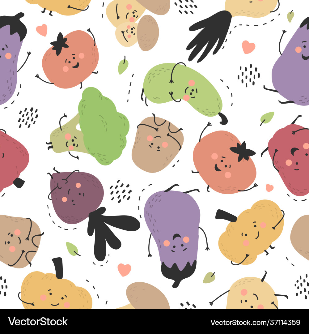 Cute hand drawn happy vegetable Royalty Free Vector Image