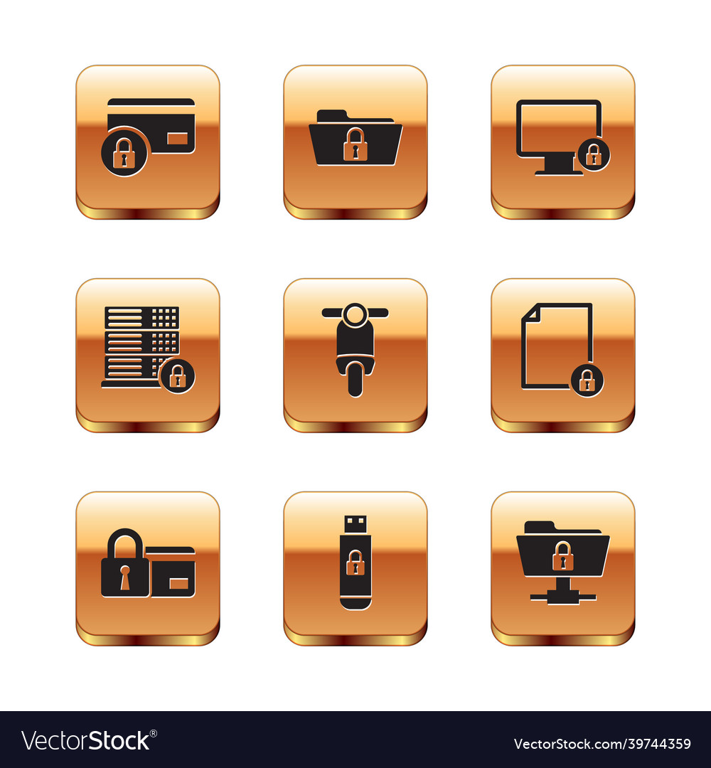 Set credit card with lock usb flash drive Vector Image Set credit card with lock usb flash drive Vector Image