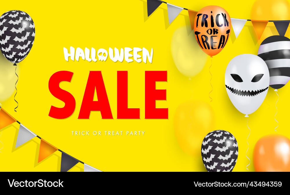 Template yellow banner with 3d balloons faces Vector Image