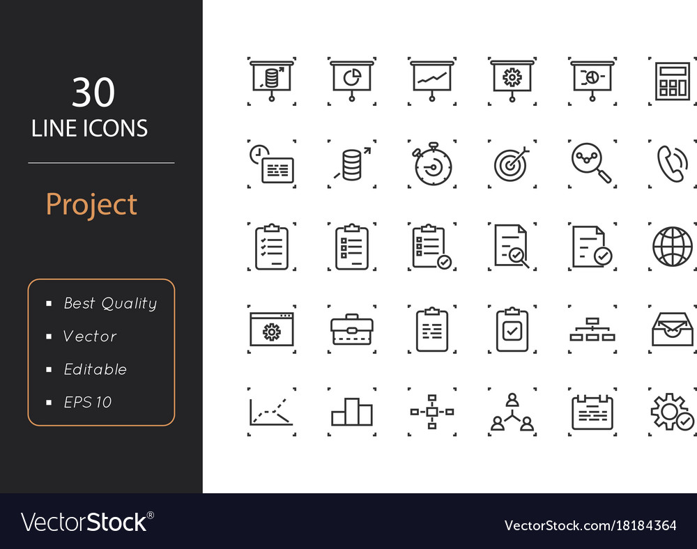 30 project management line icons Royalty Free Vector Image