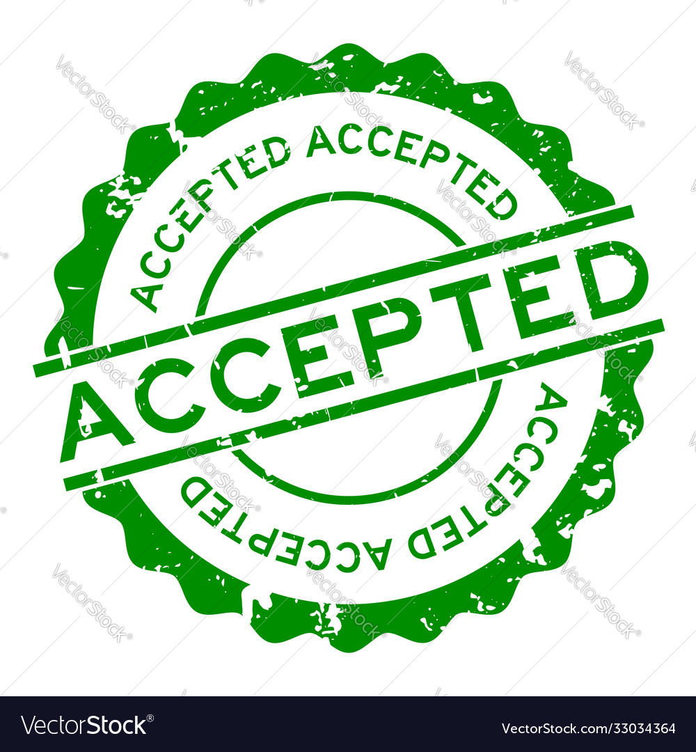 Grunge green accepted word round rubber seal Vector Image