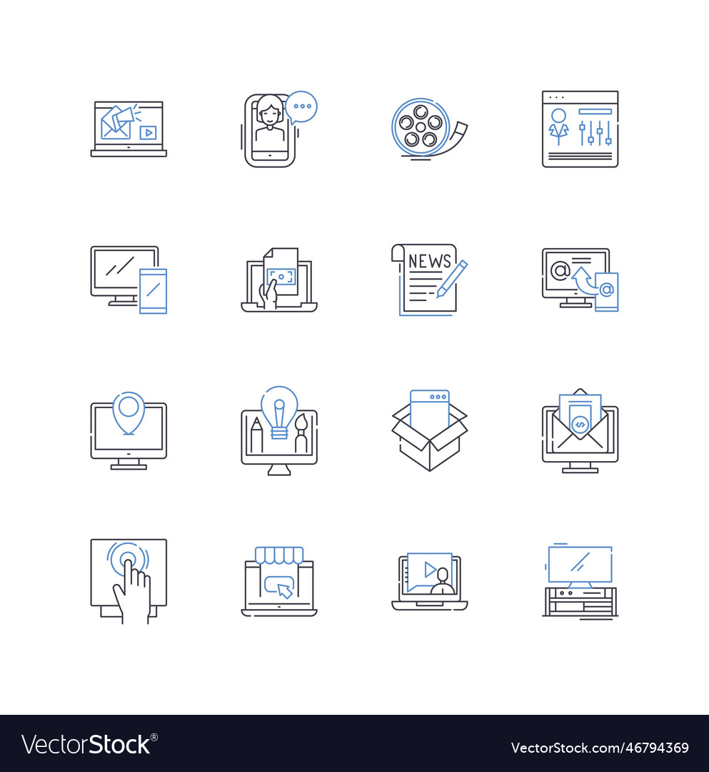 Media planning line icons collection strategy Vector Image Media planning line icons collection strategy Vector Image