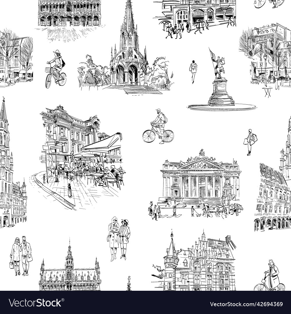 Seamless pattern architectural facade elements Vector Image