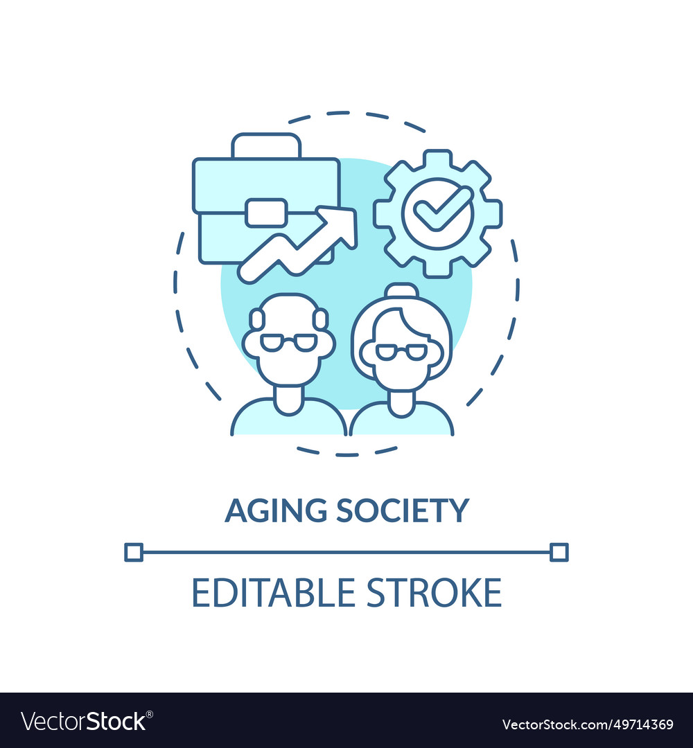 Thin line simple blue aging society icon concept Vector Image