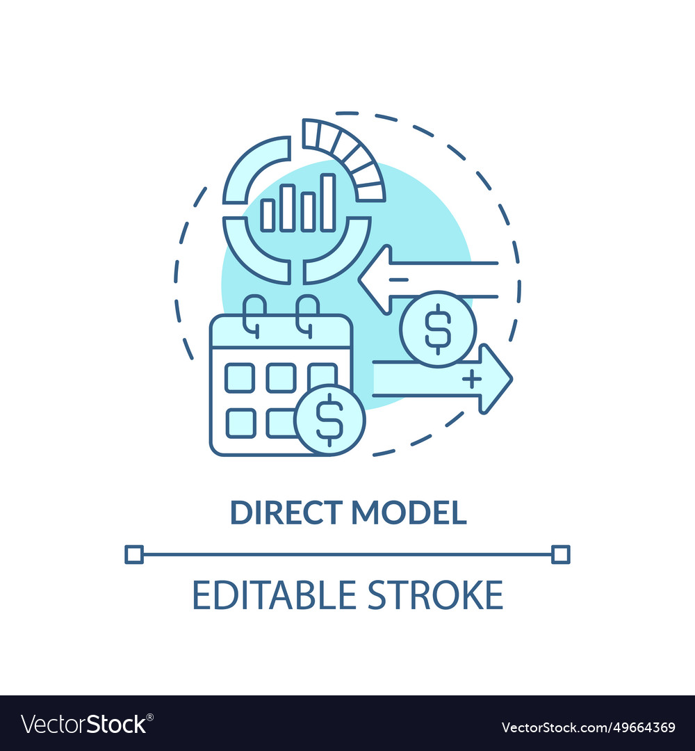 Thin Line Simple Blue Direct Model Icon Concept Vector Image