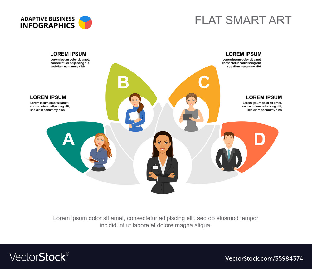 Five colleagues team process chart template Vector Image Five colleagues team process chart template Vector Image