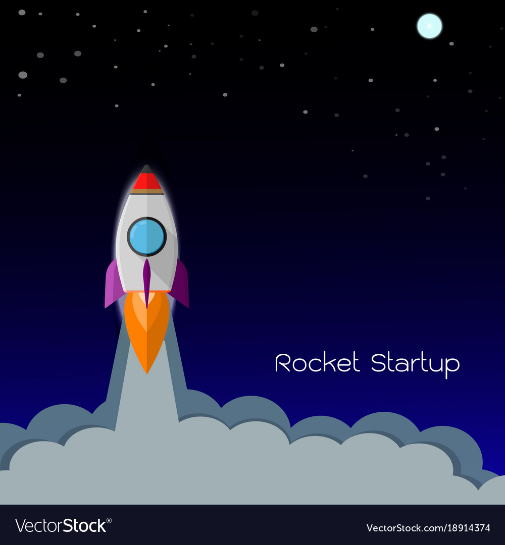 Flat rocket icon startup concept of business Vector Image