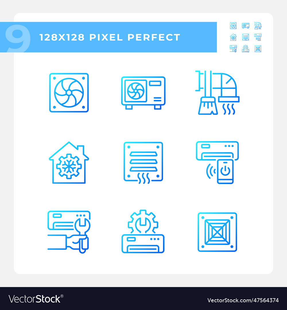 Heating And Cooling Gradient Linear Icons Set Vector Image