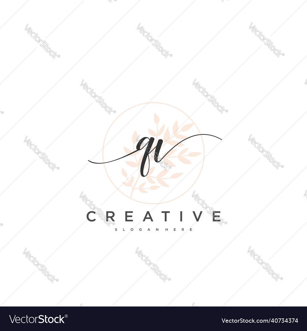 Qv initial handwriting minimalist geometric logo Vector Image Qv initial handwriting minimalist geometric logo Vector Image