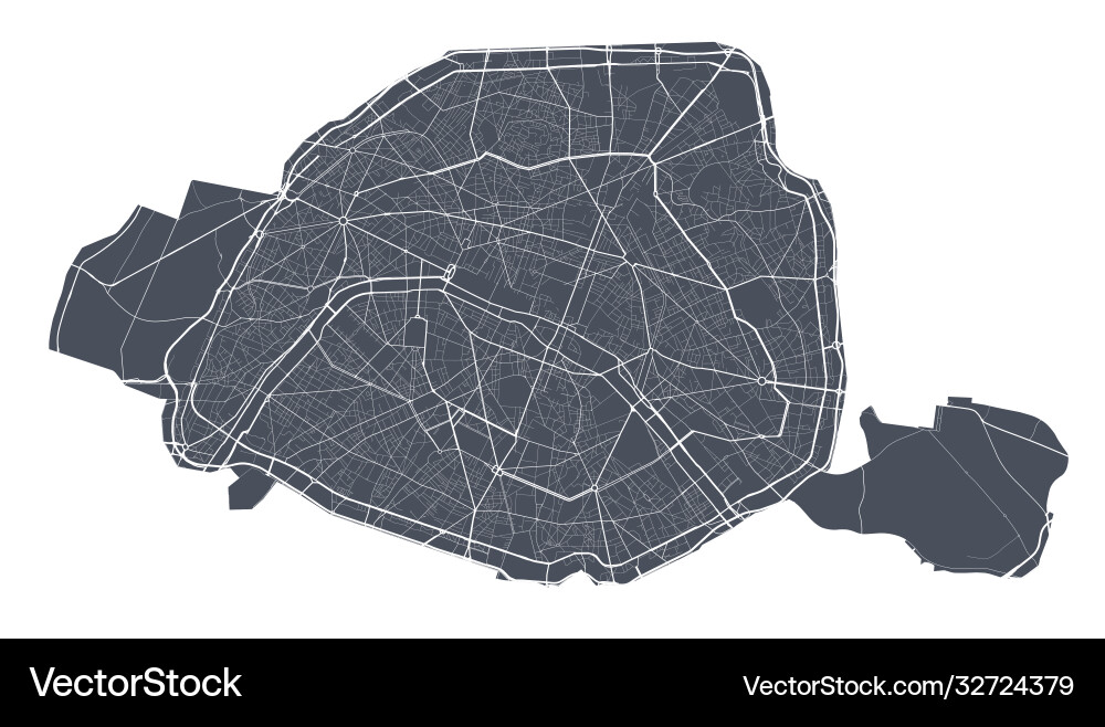 Paris map detailed city poster Royalty Free Vector Image